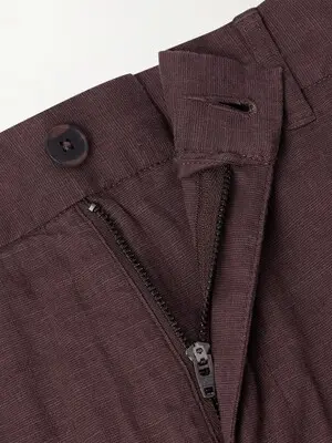 Onia Straight-leg Linen-blend Trousers - Brown