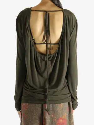 UMA WANG Long Sleeve T-shirt With Lace-up Back