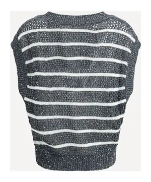 Brunello Cucinelli V-neck Knitted Vest With Sporty Stripes