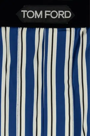 TOM FORD Logo Detail Striped Trousers - Blue