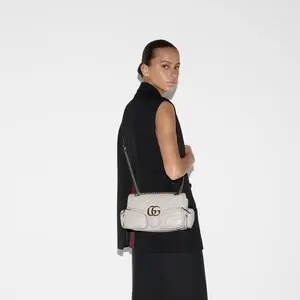 Gucci Gg Marmont Foldover Top Small Shoulder Bag - Ivory