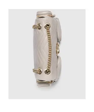 Gucci Gg Marmont Foldover Top Small Shoulder Bag - Ivory