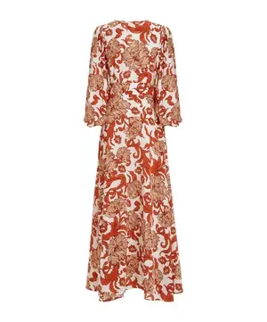 La DoubleJ Camerino Abstract-pattern Silk Maxi Dress - Brown