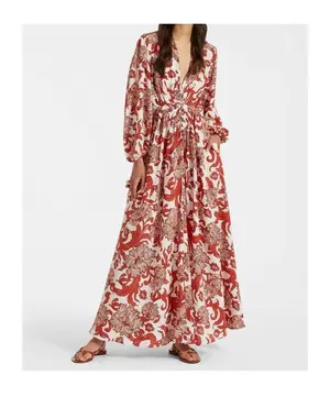 La DoubleJ Camerino Abstract-pattern Silk Maxi Dress - Brown
