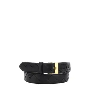 Bottega Veneta Intrecciato Buckled Belt - Black