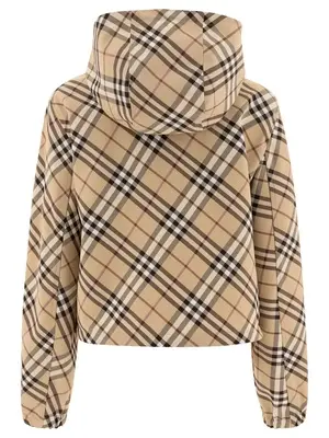 Burberry Checked Hooded Zip-up Jacket