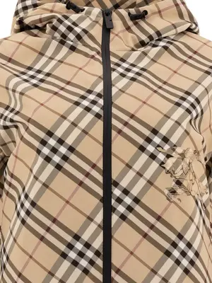 Burberry Checked Hooded Zip-up Jacket