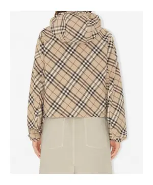 Burberry Checked Hooded Zip-up Jacket