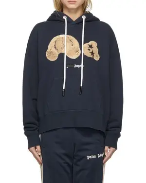 Palm Angels Spray Bear-motif Hoodie - Black