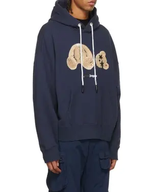 Palm Angels Spray Bear-motif Hoodie - Black