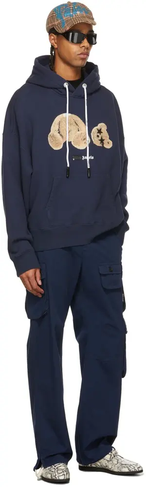 Palm Angels Spray Bear-motif Hoodie - Black