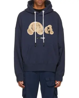 Palm Angels Spray Bear-motif Hoodie - Black