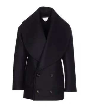 Bottega Veneta Double-breasted Coat With Notched Lapel - Black