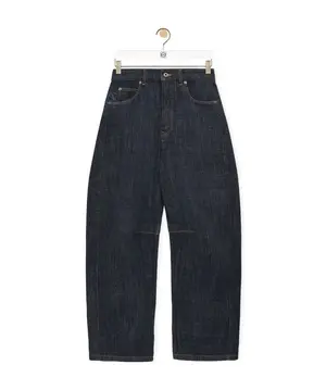 Loewe Anagram Barrel Jeans In Denim - Indigo