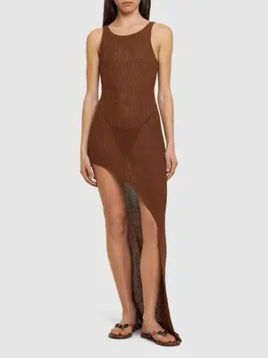 AYA MUSE Knitted Long Dress With Side Slits