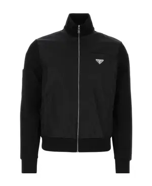 Prada Long-sleeved Zip-up Sweatshirt - Black/black