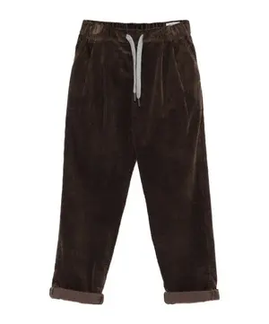 Brunello Cucinelli Drawstring Corduroy Pants With Rolled Hem - Black