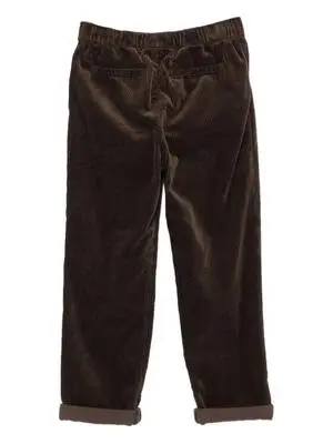Brunello Cucinelli Drawstring Corduroy Pants With Rolled Hem - Black