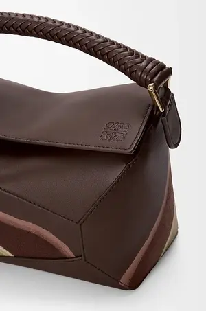 Loewe Small Puzzle Edge Bag - Chocolate/light Moss