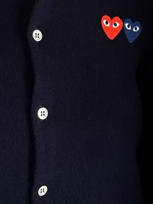 Play Comme Des Garcon Comme Des Garçons Play Crewneck Knitted Cardigan - Navy