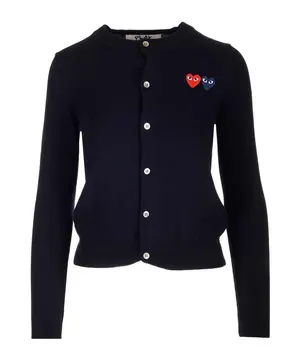 Play Comme Des Garcon Comme Des Garçons Play Crewneck Knitted Cardigan - Navy