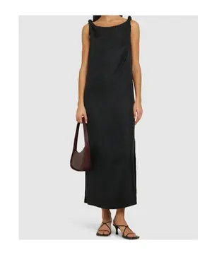 Loulou De Saison Sleeveless Draped Silk Midi Dress