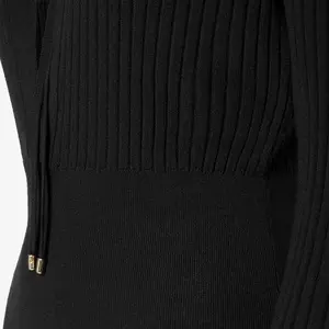 Fendi Ribbed-knit Long Sleeve Drawstring Midi Dress