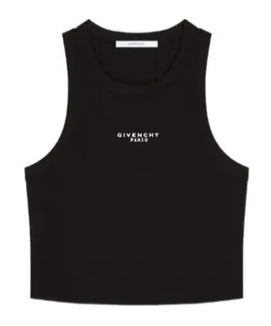 Givenchy Paris Logo Cropped Tank Top - Black