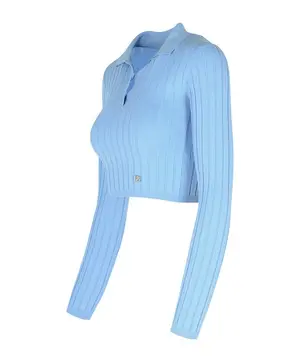 Dolce & Gabbana Ribbed Knit Cropped Polo Shirt