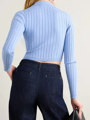 Dolce & Gabbana Ribbed Knit Cropped Polo Shirt