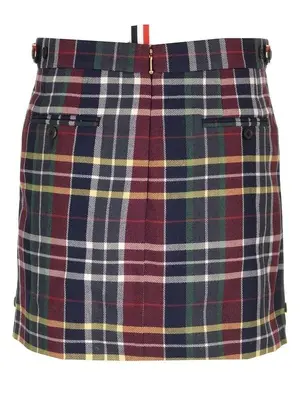 Thom Browne Rwb Stripe Checked Mini Skirt - Midnight Blue Multicolour