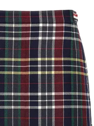 Thom Browne Rwb Stripe Checked Mini Skirt - Midnight Blue Multicolour