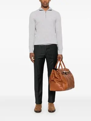 Brunello Cucinelli Ribbed Half-zip Cashmere Sweater - Light Grey