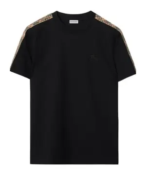 Burberry Checkered-trim Crewneck T-shirt - Black