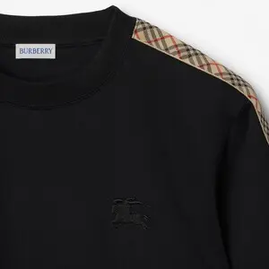 Burberry Checkered-trim Crewneck T-shirt - Black