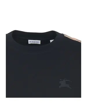 Burberry Checkered-trim Crewneck T-shirt - Black