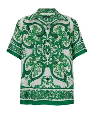 Dolce & Gabbana Dolce Gabbana Majolica-printed Short Sleeved Shirt - Green