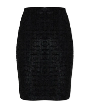 Balmain Monogrammed Embossed Skirt - Black