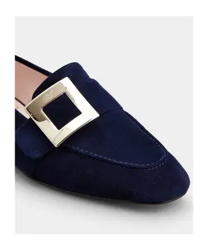 ROGER VIVIER Suede Loafers With Metal Buckle - Blue