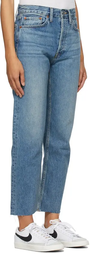 RE/DONE High Rise Stove Pipe Jeans - Blue