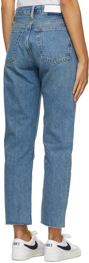 RE/DONE High Rise Stove Pipe Jeans - Blue