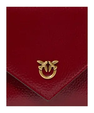 Pinko Love Birds Logo Detailed Clutch Bag - Red