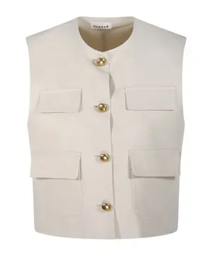 P.a.r.o.s.h Sleeveless Round Neck Waistcoat - White