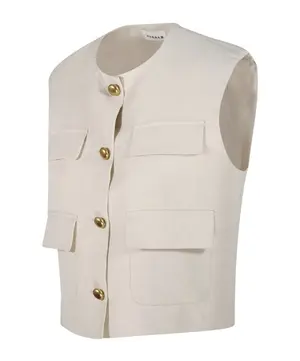 P.a.r.o.s.h Sleeveless Round Neck Waistcoat - White