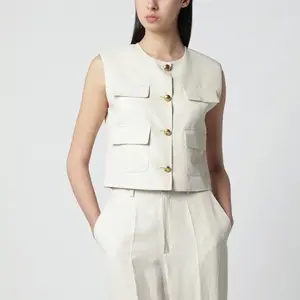 P.a.r.o.s.h Sleeveless Round Neck Waistcoat - White