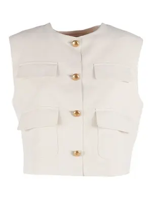 P.a.r.o.s.h Sleeveless Round Neck Waistcoat - White