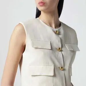 P.a.r.o.s.h Sleeveless Round Neck Waistcoat - White