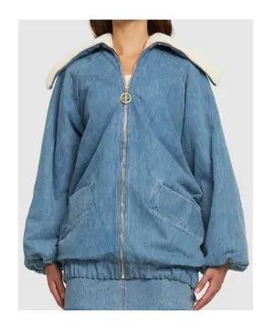 PATOU Long Sleeve Denim Jacket With Wide Lapels - Blue