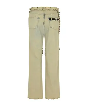 Coperni Ruffle Detail Cutout Boyfriend Jeans - Grey