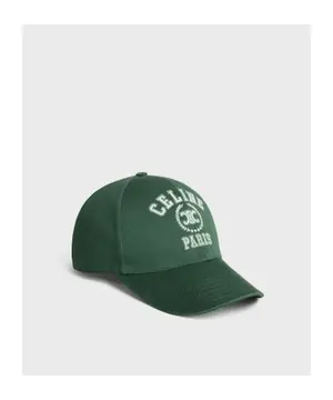 Celine University Baseball Cap In Washed Cotton Gabardine - Green
